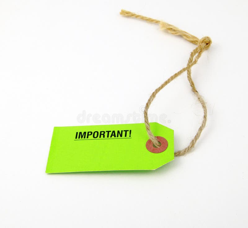 Bright Green Reminder Tag with Twine Stock Photo - Image of delivery ...