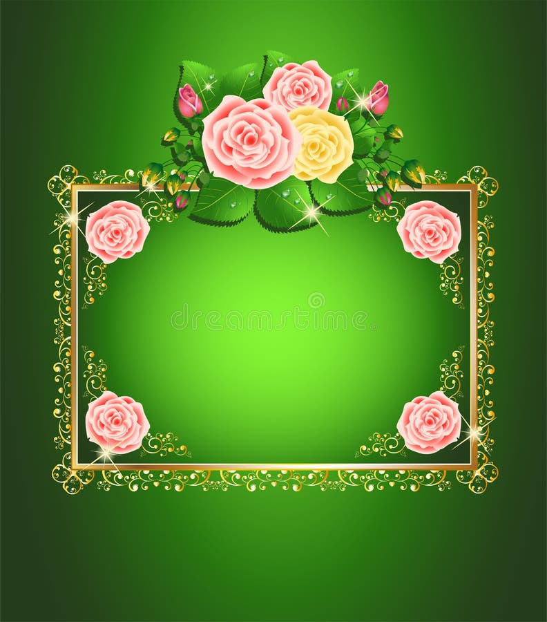 Roses frame stock vector. Illustration of card, detail - 16372932