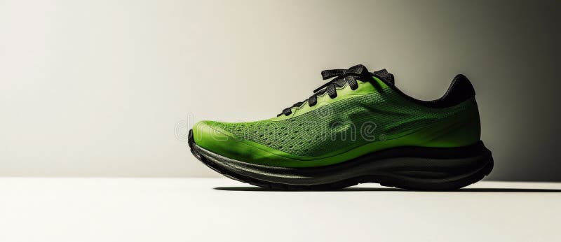 Bright Green Running Shoe, Side View, Isolated on a White Background ...