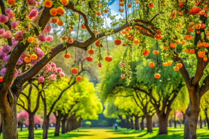 Bright Green Trees Full of Life Either in Parks. Generated Using AI ...