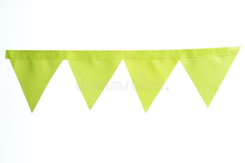 Bright Green Triangle Paper Bunting Flags on White Background Stock ...