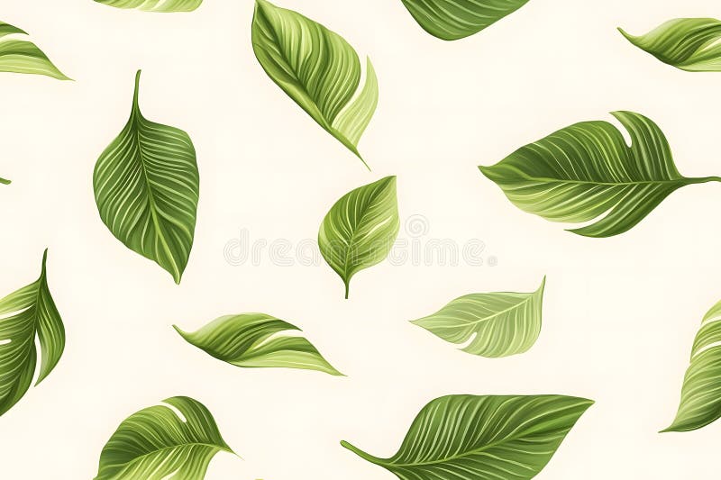 Bright Green Tropical Foliage: Minimalist Repeating Pattern of Leaves ...