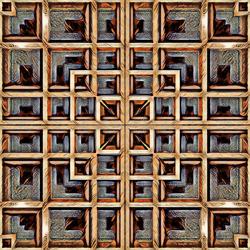 Bright Grid Metallic Gold and Copper Coloured Grid Design and Pattern ...