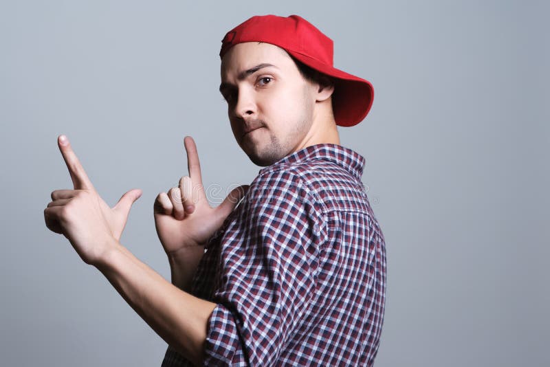 Bright Guy in the Studio, Student, Emotion, Hand Signs Stock Photo ...