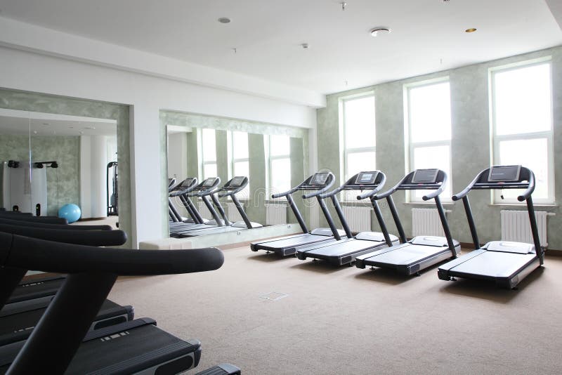 Bright Gym with a Lot of Windows Stock Image - Image of modern, club ...