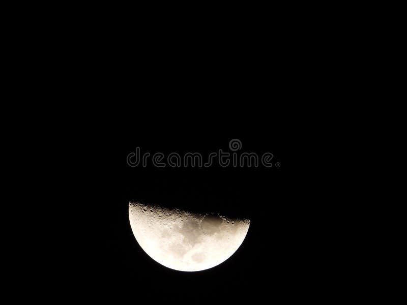 Bright Half Moon in the Night Sky Stock Photo - Image of clouds, galaxy ...