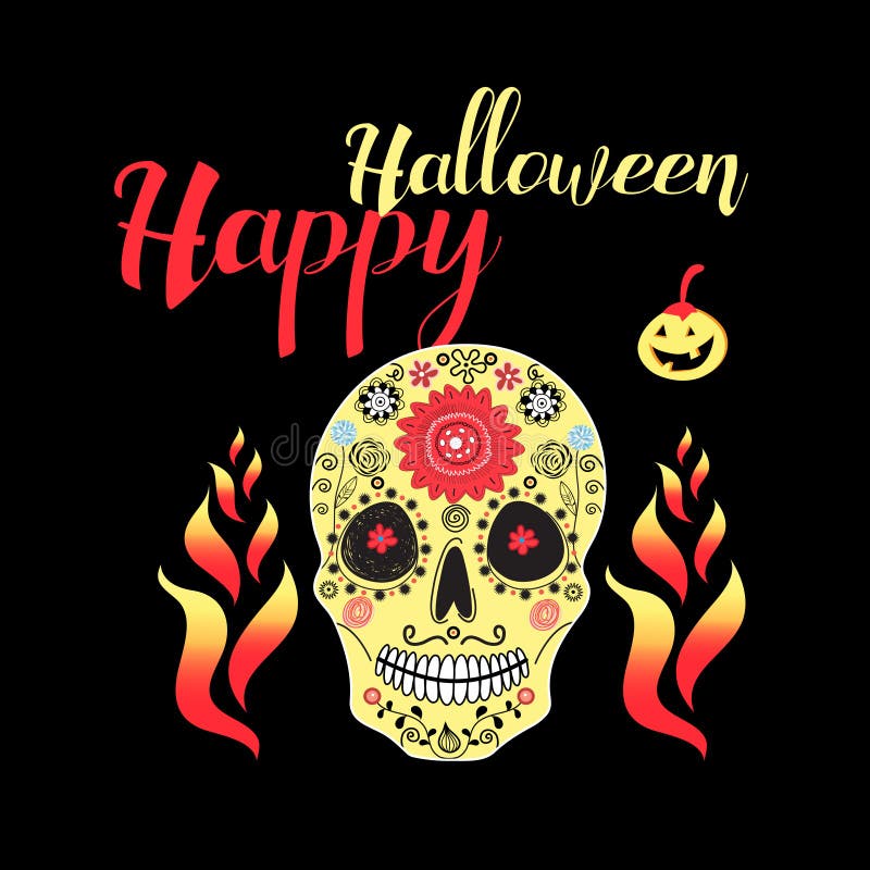 Bright Halloween Greeting Card Stock Vector - Illustration of flaming ...