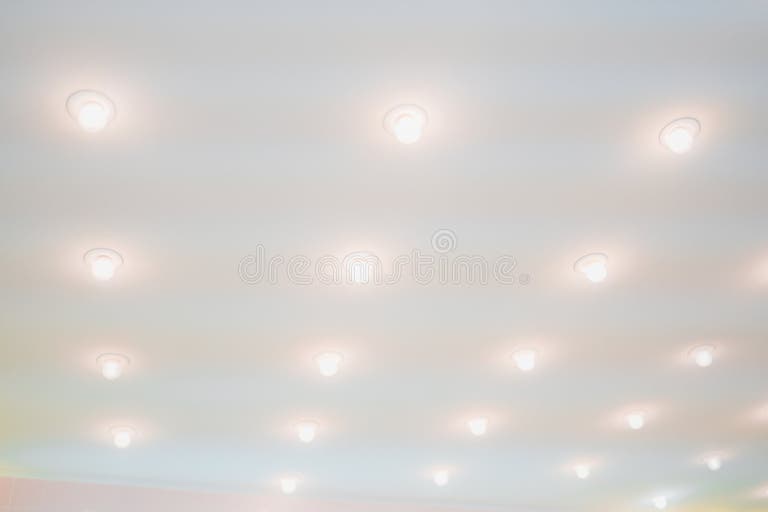 Halogen Spotlight Bulbs on the Ceiling of a Room Stock Image - Image of ...
