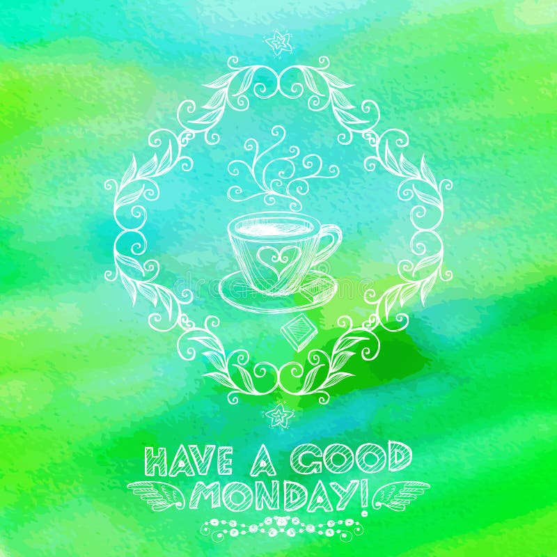 Bright Hand Drawn Monday Greeting Card Stock Vector - Illustration of ...