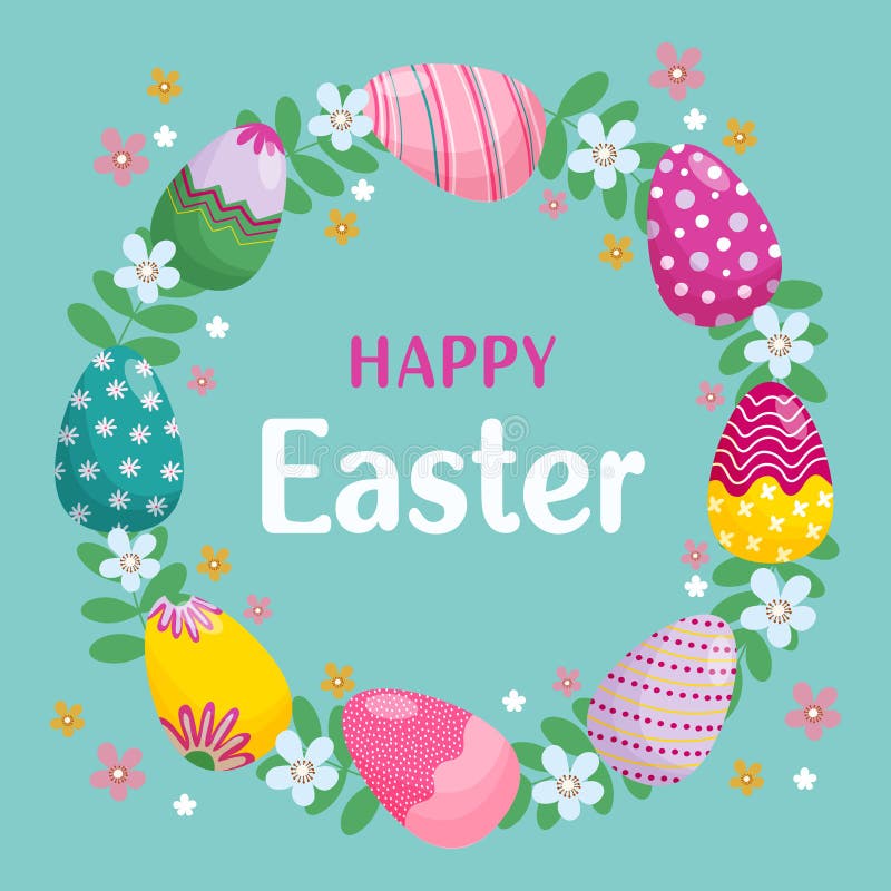 Bright Happy Easter Card. Easter Eggs Stock Vector - Illustration of ...