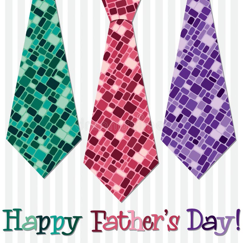 Happy Father`s Day Neck Tie Card Stock Vector - Illustration of child ...