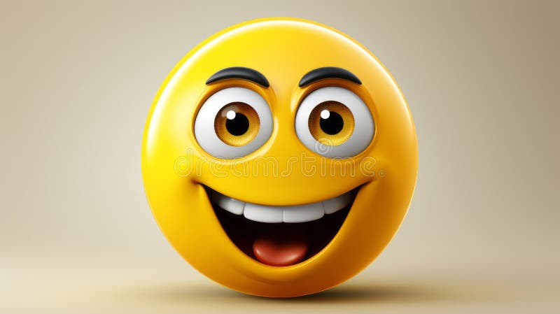 A Bright and Happy Yellow Smiley Emoji with Large Expressive Eyes ...