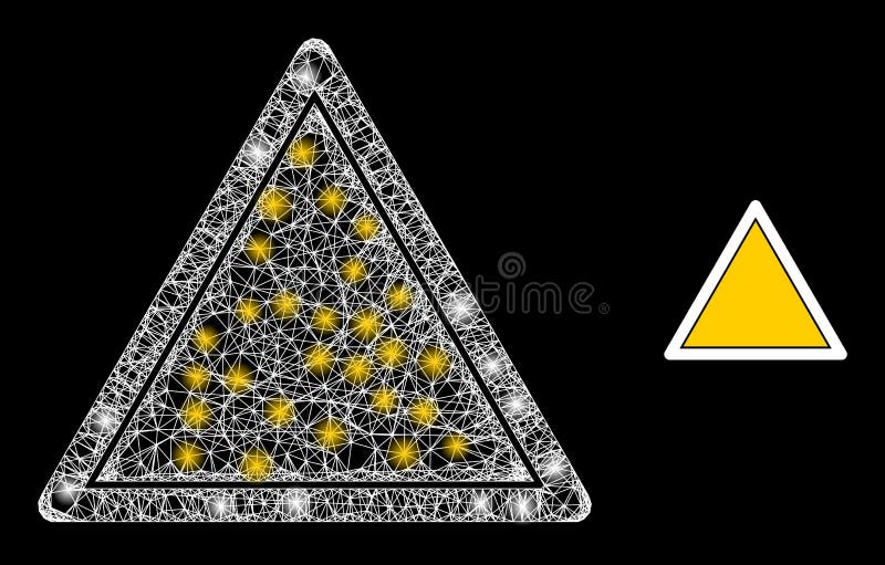 Bright Hatched Danger Triangle Template with Bright Light Spots Stock ...