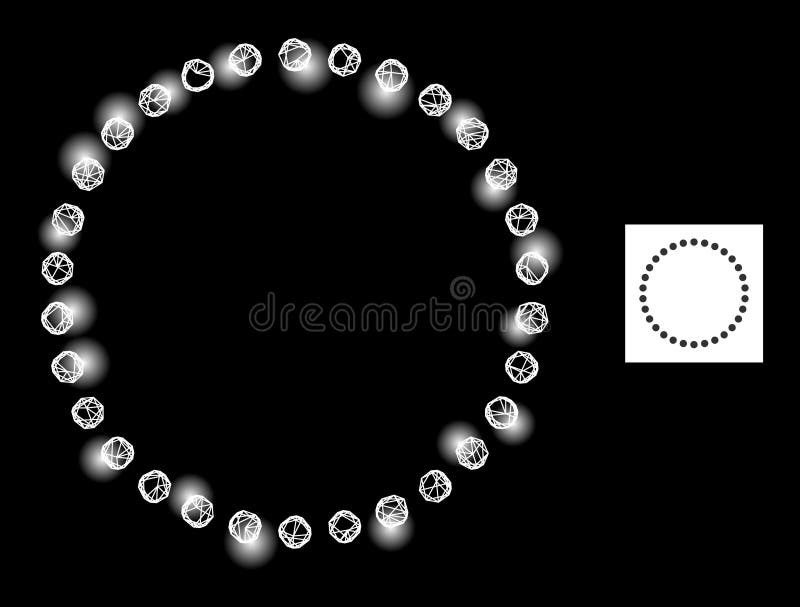 Bright Hatched Dotted Circle Mesh Icon with Glare Spots Stock Vector ...