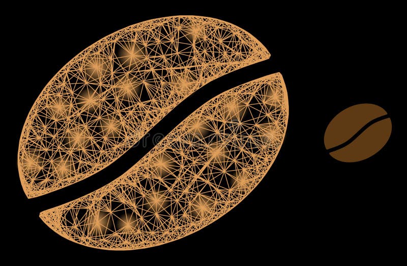 Bright Hatched Mesh Coffee Bean with Light Spots Stock Vector ...
