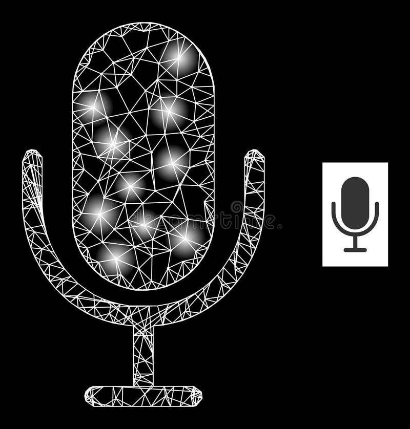 Bright Hatched Microphone Mesh Icon with Glare Spots Stock Vector ...