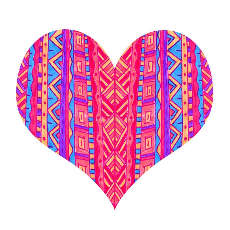 Bright Heart with Abstract Pattern on White Background Stock ...