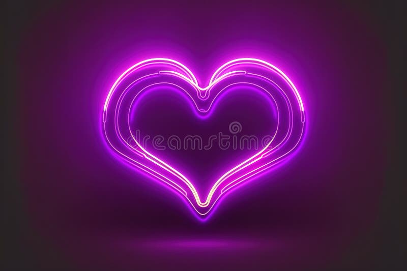 Bright Heart Neon Sign Retro Neon Heart Sign. Generative AI Stock ...