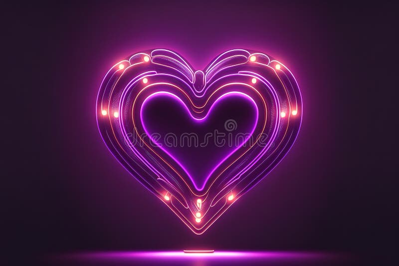 Bright Heart Neon Sign Retro Neon Heart Sign. Generative AI Stock ...