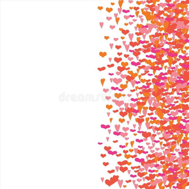 Bright Hearts Confetti Corner Frame on White Background. Valentine S ...