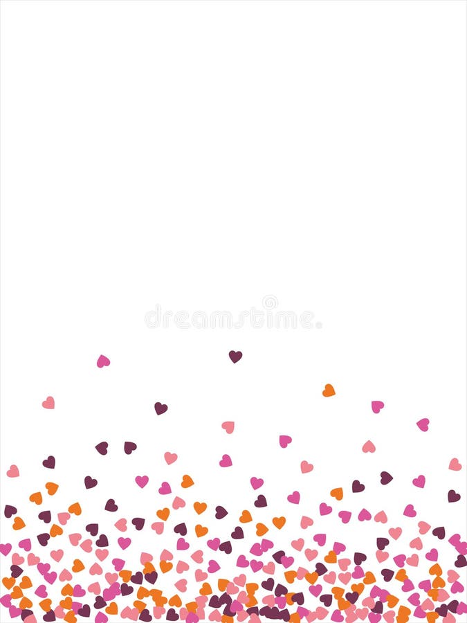 Bright Hearts Confetti Corner Frame on White Background. Valentine S ...