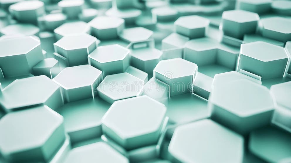 Bright Hexagonal Network Pattern in Soft Green and White Tones ...
