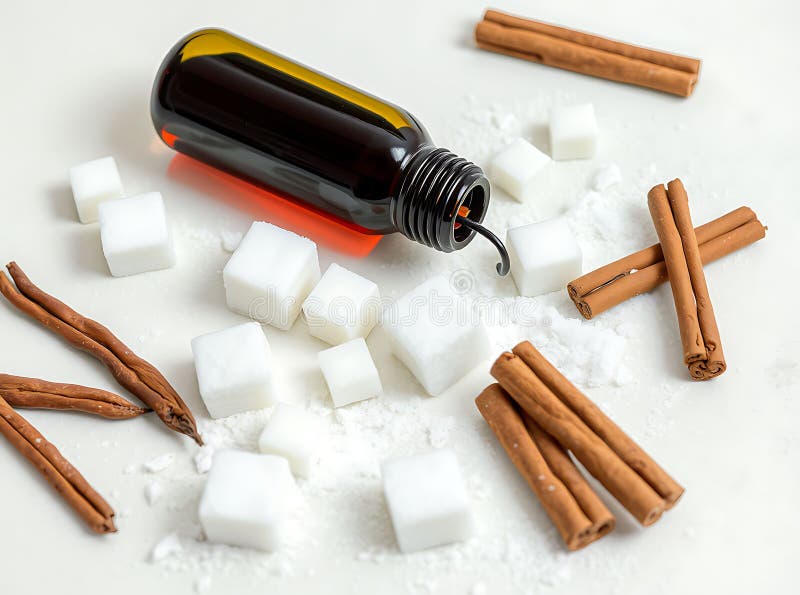 Vanilla Extract, Sugar Cubes, and Cinnamon Sticks on White Ai Generated ...