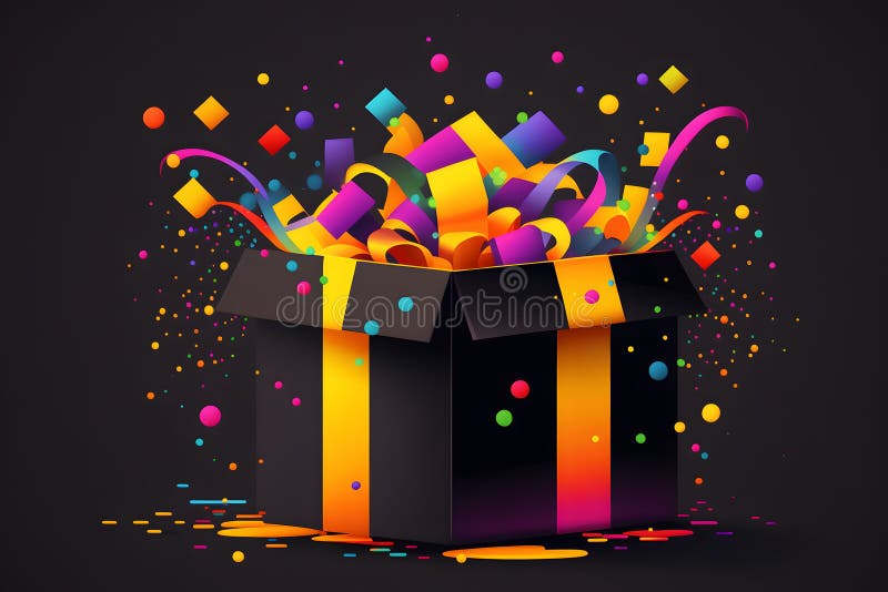 Bright Holiday Gift with a Splash of Confetti. Neural Network AI ...