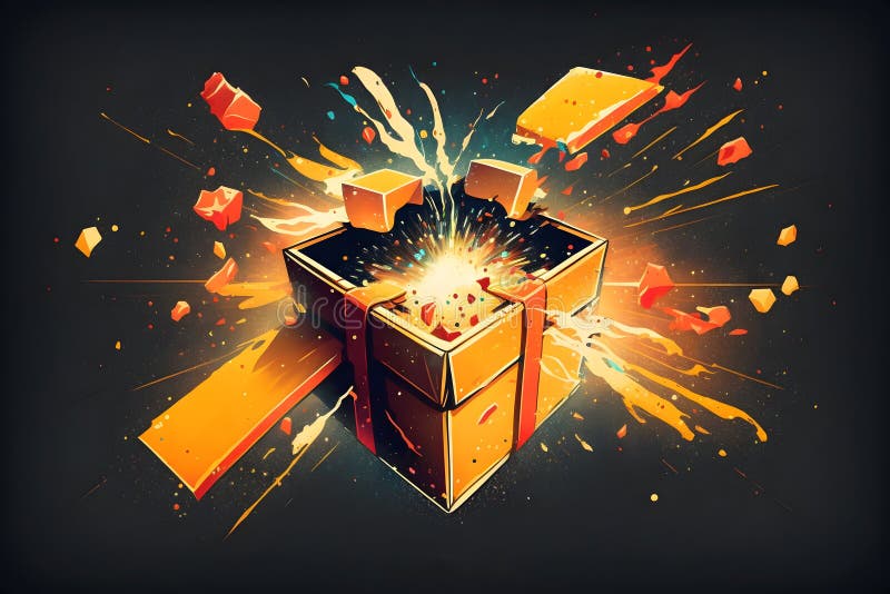 Bright Holiday Gift with a Splash of Confetti. Neural Network AI ...