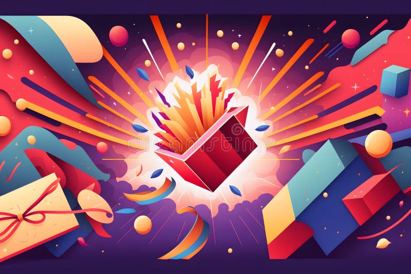 Bright Holiday Gift with a Splash of Confetti. Neural Network AI ...