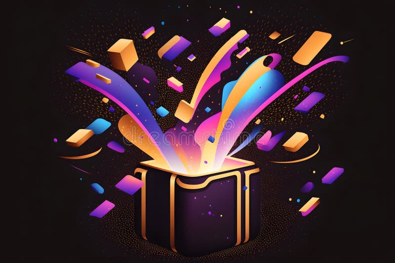 Bright Holiday Gift with a Splash of Confetti. Neural Network AI ...