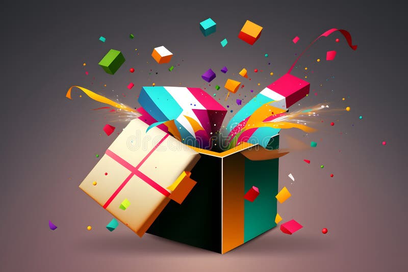 Bright Holiday Gift with a Splash of Confetti. Neural Network AI ...