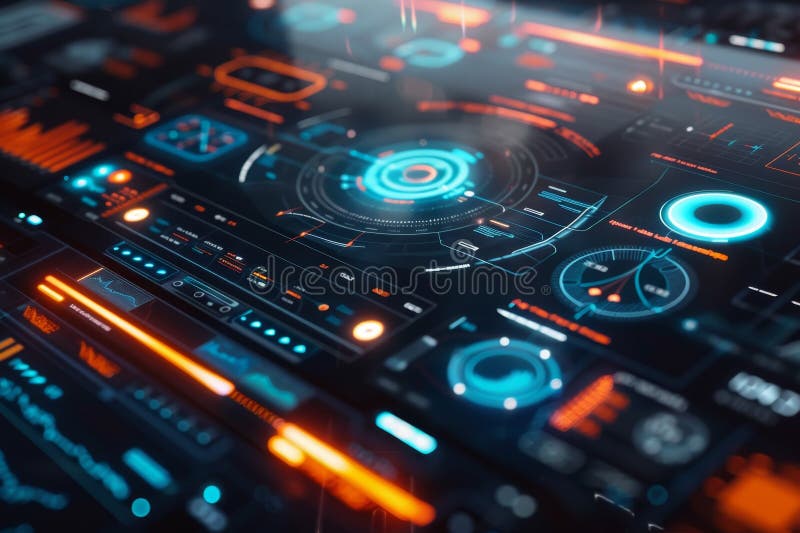 Bright Holographic Interface with Touchscreens Displaying Data in a ...