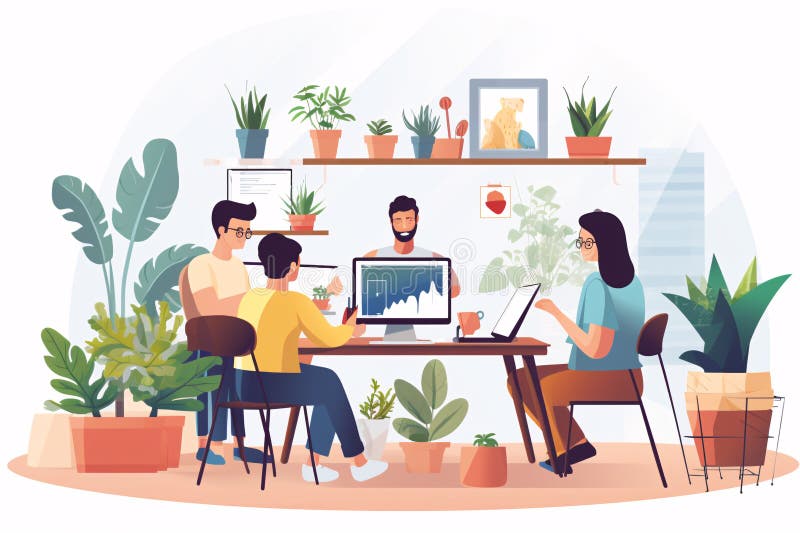 Bright Home Office Depicting Modern Remote Collaboration with ...