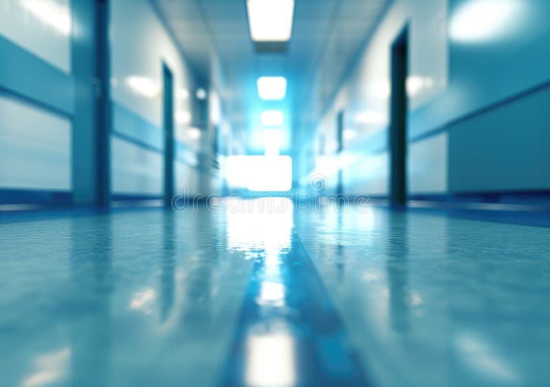 Bright Hospital Corridor stock illustration. Illustration of glass ...