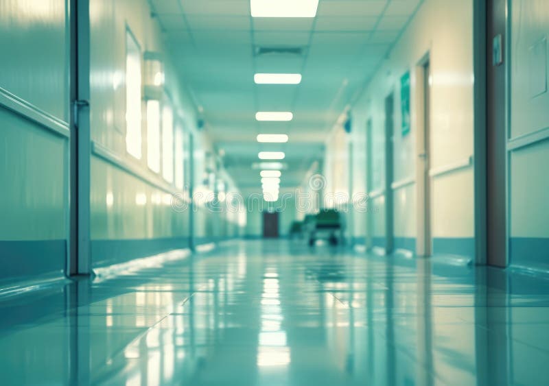 Bright Hospital Corridor stock illustration. Illustration of ...