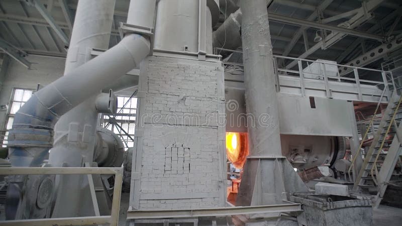 Bright Hot Flame in Industrial Oven, Burning Ceramic Tile in Plant ...