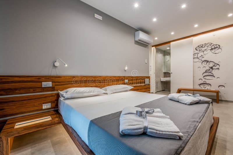 Hotel Room with Modern Interior Stock Image - Image of comfortable ...