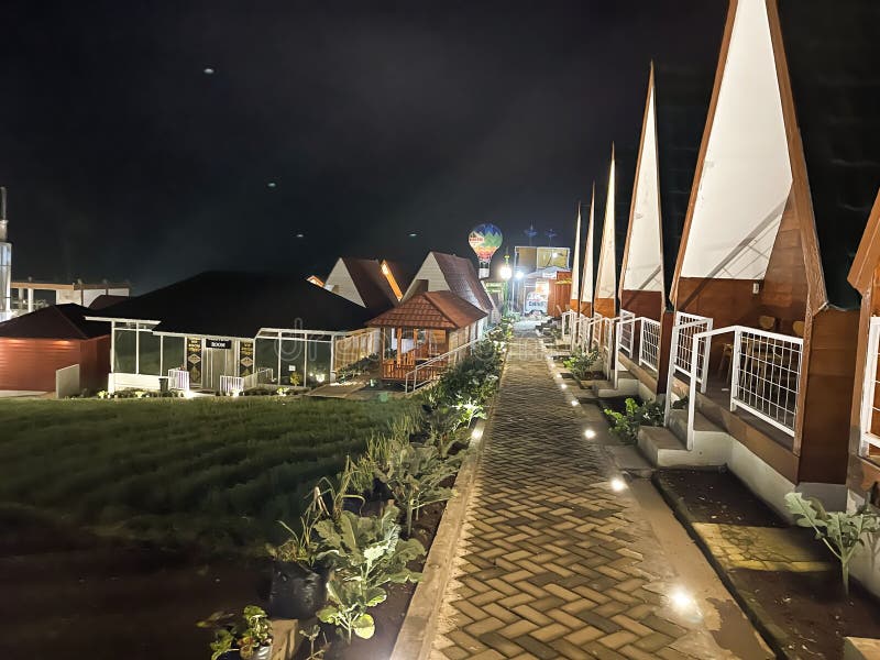 Bright Houses during the Midnight in the Middle of Farm in Java Stock Photo - Image of houses ...
