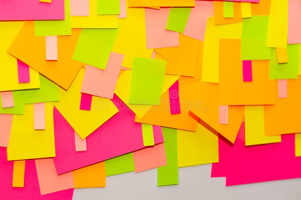 Bright Hue Multi-colored Stickers on the Office White Board ...