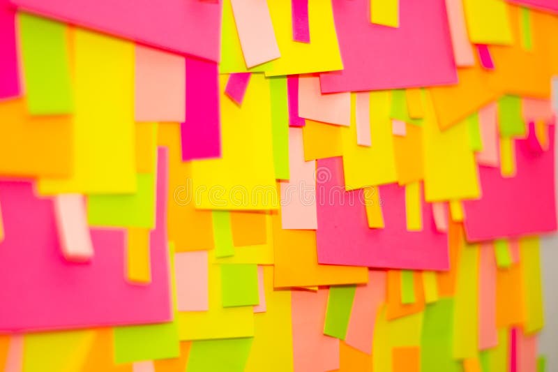 Bright Hue Multi-colored Stickers on the Office White Board ...