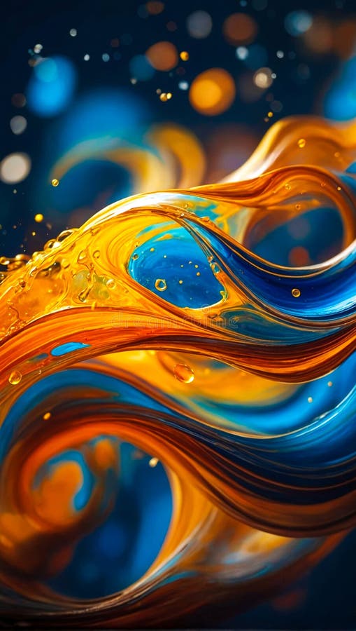 Bright Hues Blend in Vivid Abstract Painted Waves, Creating a ...