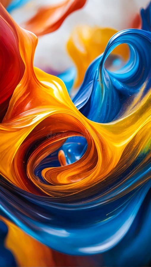 Bright Hues Blend in Vivid Abstract Painted Waves, Creating a ...