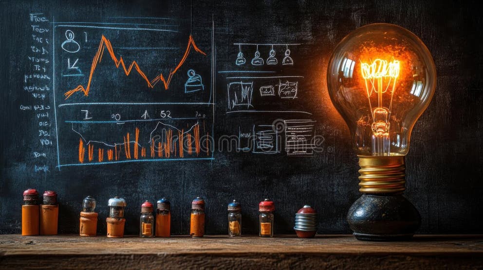 Bright Idea Charts Bulbs stock illustration. Illustration of ...