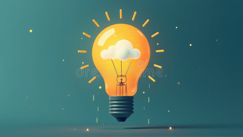 Bright Idea Cloud Computing Innovation Stock Illustration ...