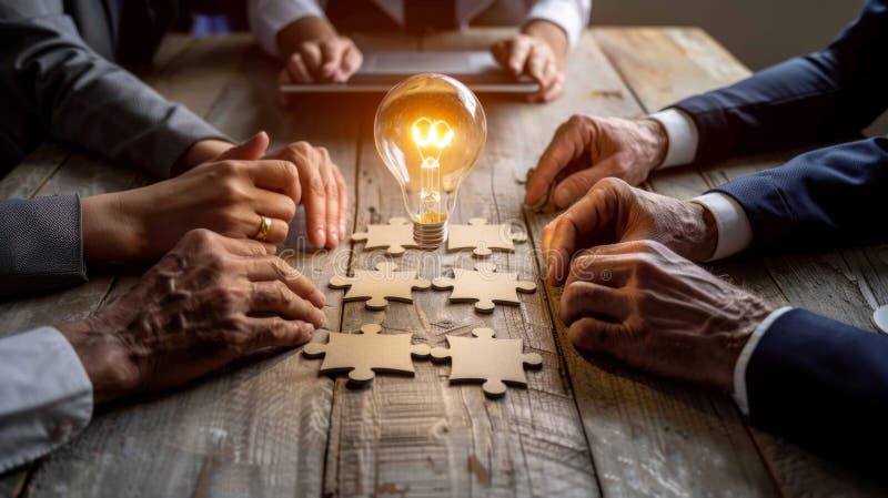 A Bright Idea in Collaboration.AI Generated Image Stock Photo - Image ...