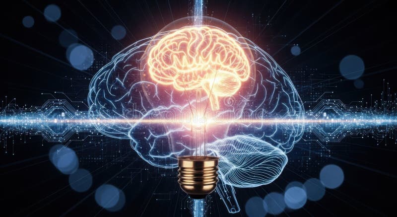 Bright Idea Concept Brain Lightbulb Innovation Science Technology Future Thinking Mind Stock ...