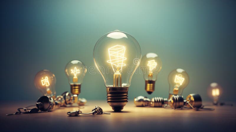 Bright Idea Concep Light Bulbs Stock Illustration - Illustration of ...