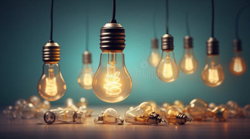 Bright Idea Concep Light Bulbs Stock Illustration - Illustration of ...