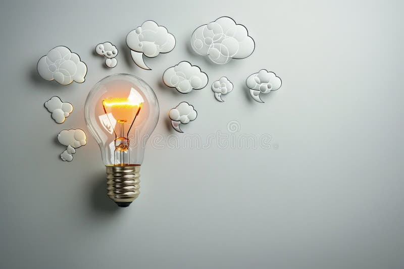 Bright Idea Concept with a Light Bulb Stock Illustration - Illustration ...